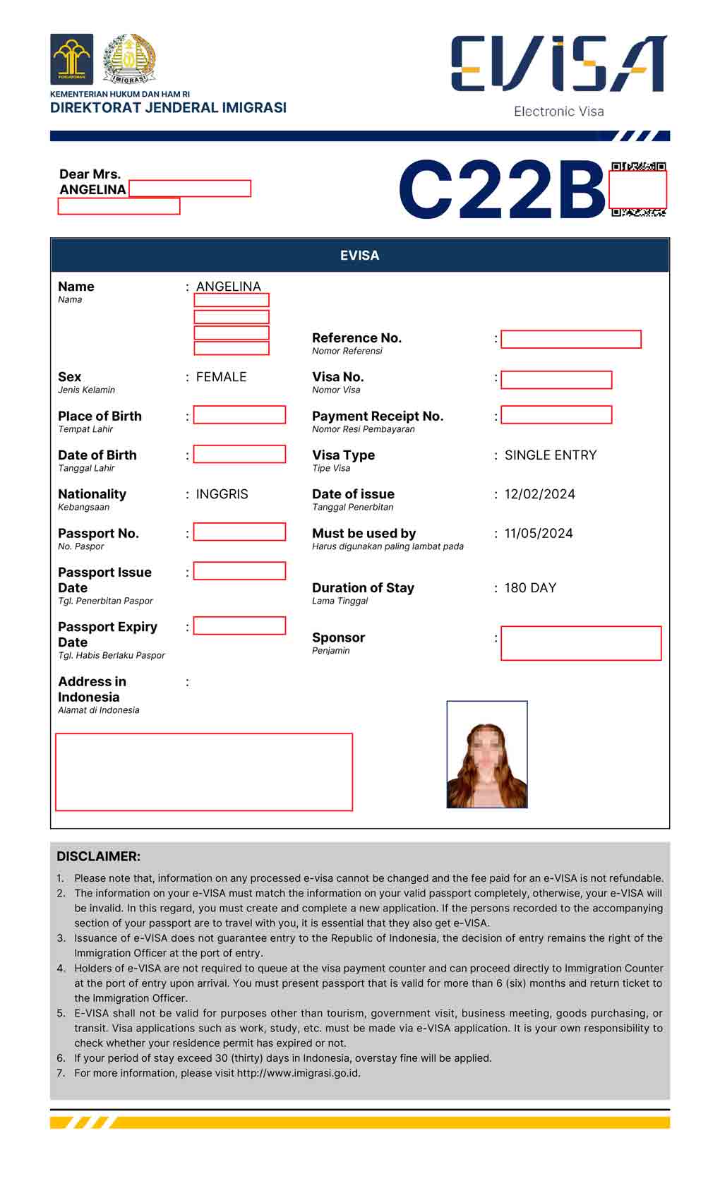 C22A/C22B Internship Visa: 180 days in Indonesia, No Extension!